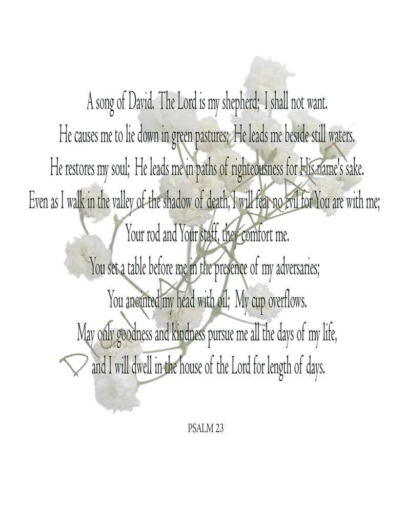 Scripture, Psalm 23, Botanical Bible Verse, Wall Décor, the LORD is My ...