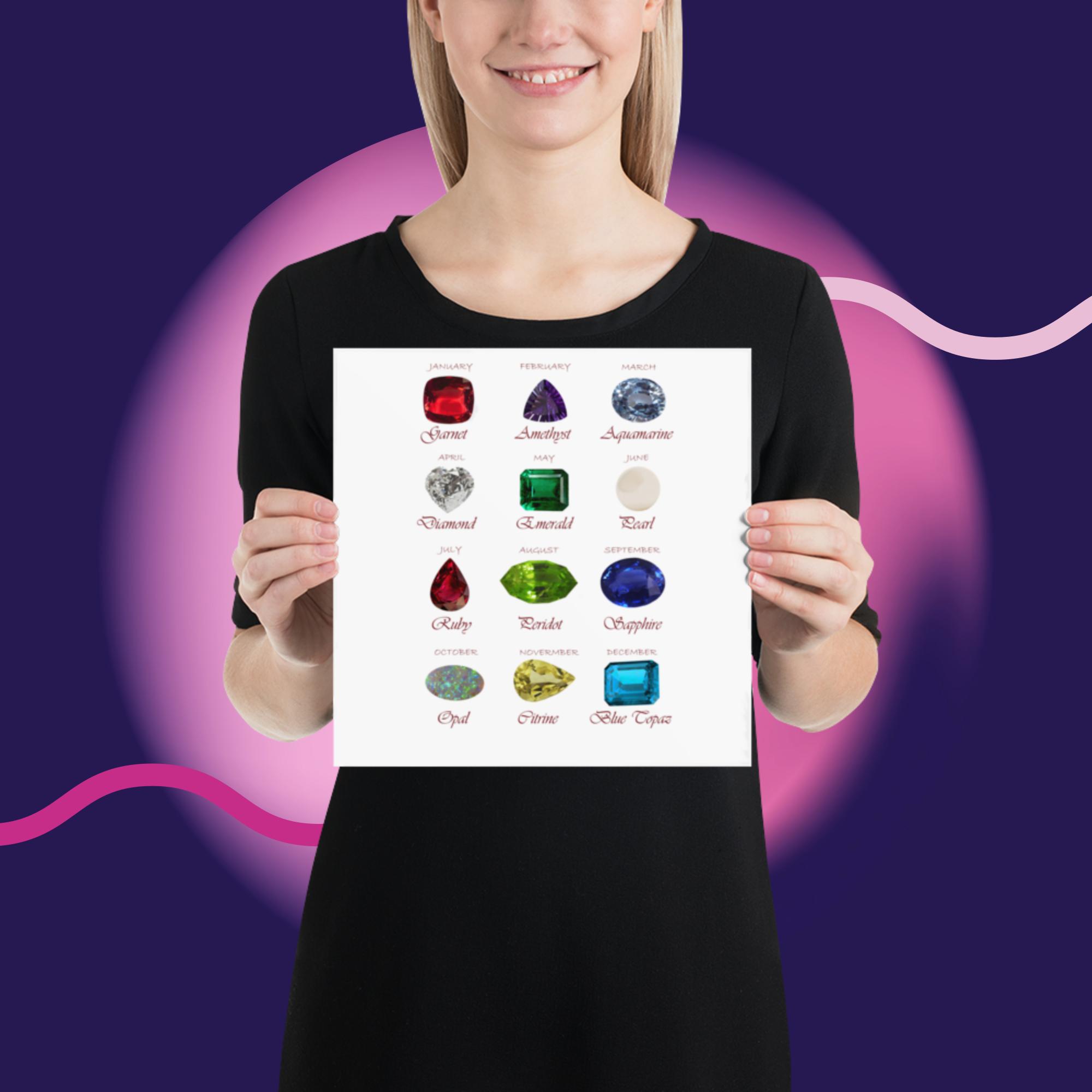 Birthstone Chart Poster - Etsy