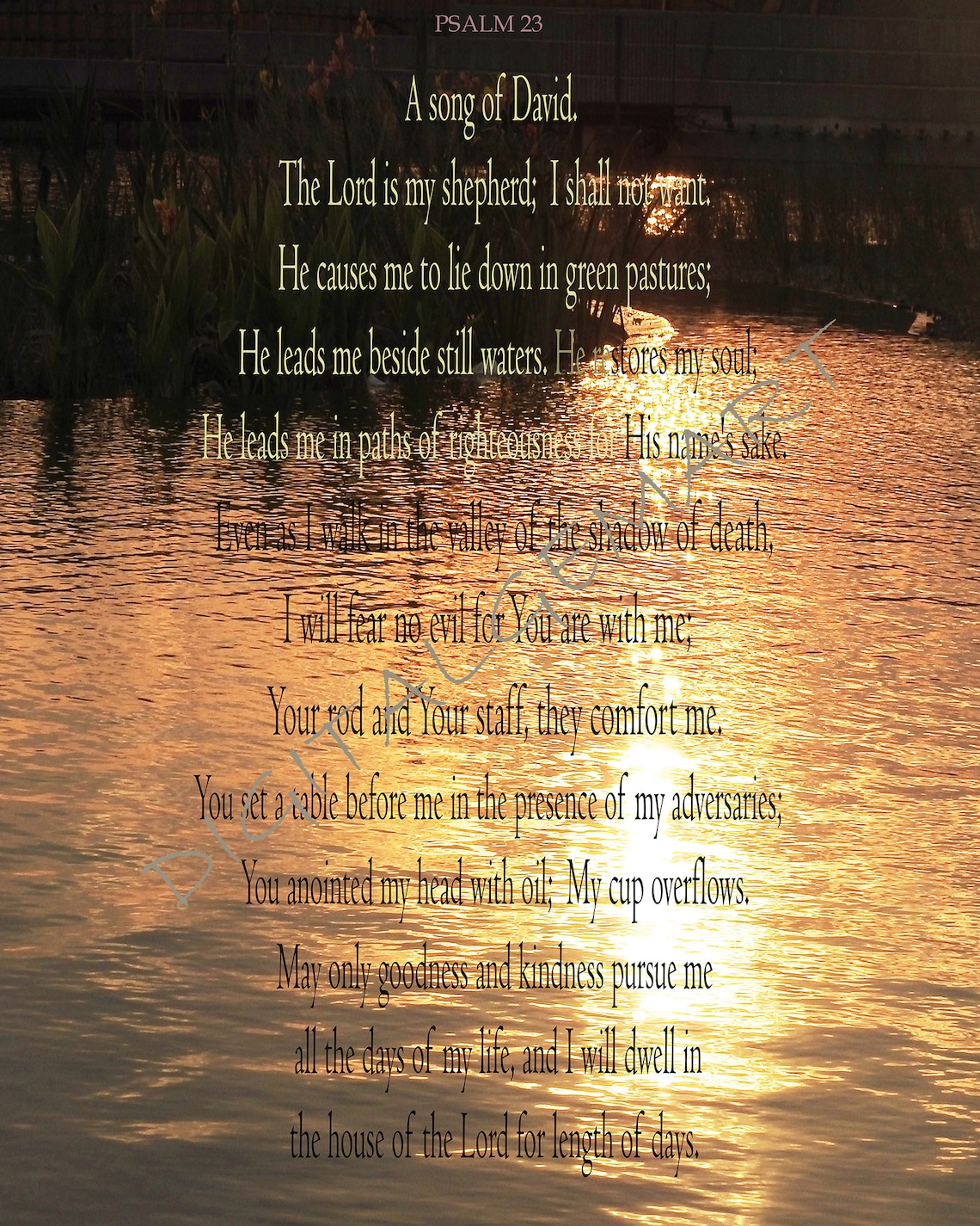 Scripture, A Song of David Psalm 23, Bible Verse Sunset Wall Décor, the ...