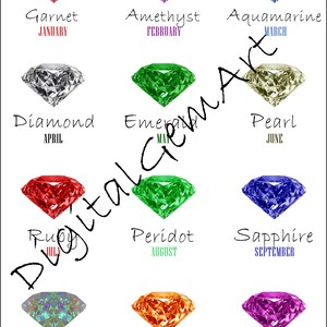 Printable Birthstone Chart Beautiful-vibrant Gemstone Art-pdf-png-jpg ...