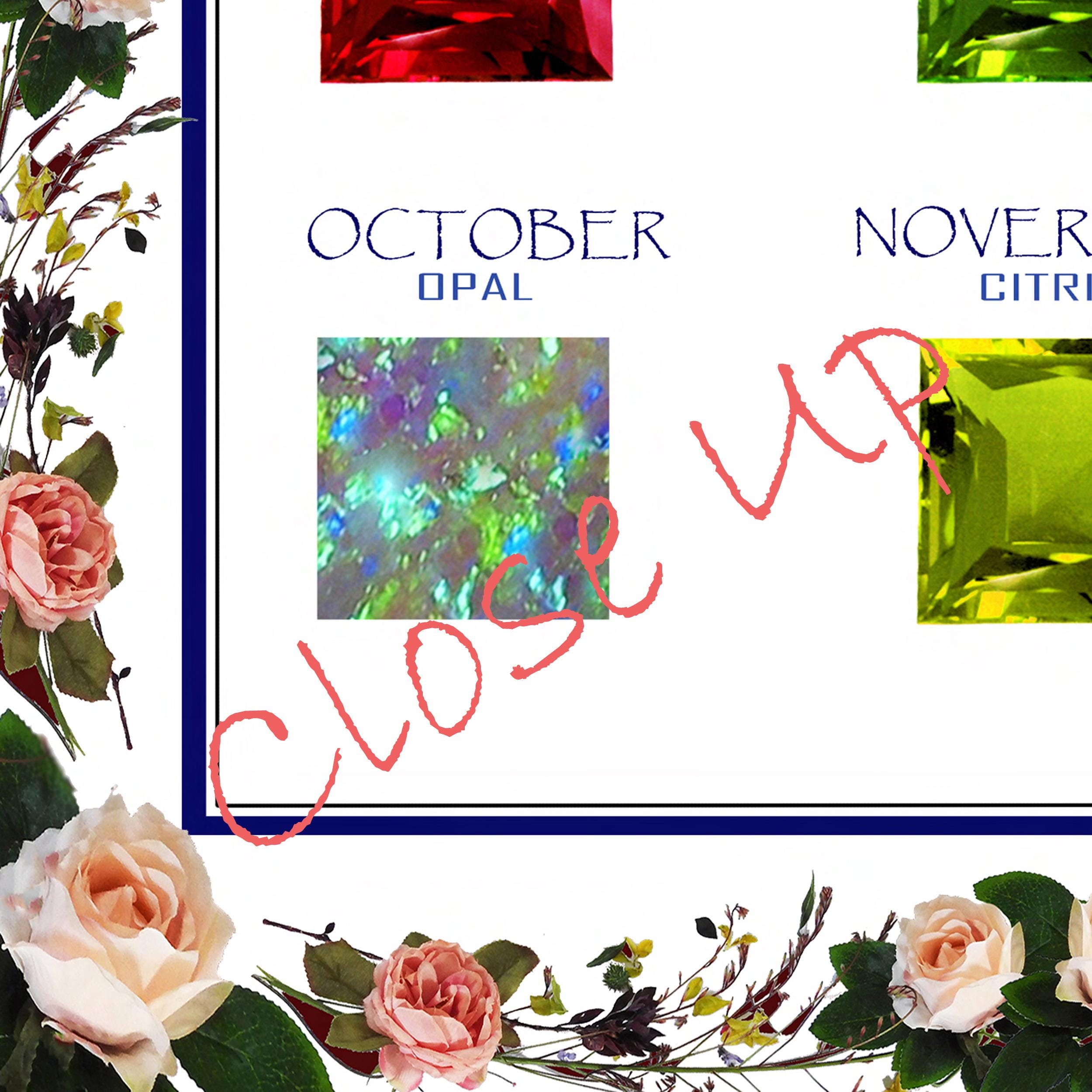 Printable Birthstone Chart With Flower Borders Digital Download JPG & PDF, Wall Decor, Zodiac ...