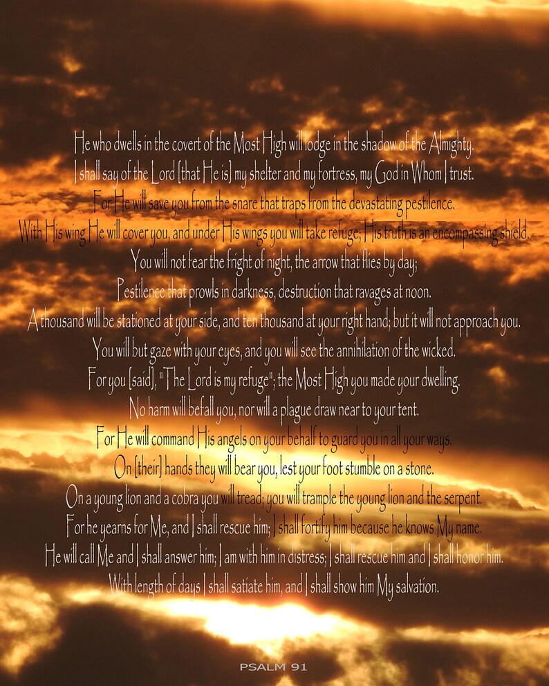 Psalm 91 Inspirational Scripture Art High-resolution Digital Print ...