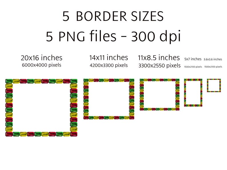 Rasta Borders Digital Gemstone Borders Octagon Gemstones 5 Sizes 5 ...
