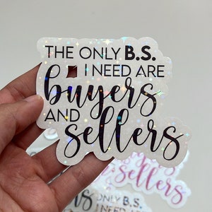 5 Pack of Holographic Only BS I Need Sticker, Realtor Stickers ...
