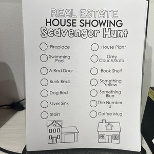 Scavenger Hunt House Showing Real Estate Printable, Open House Activity ...