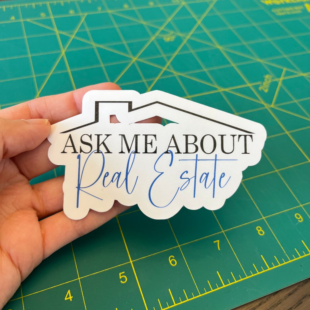 5 Pack Blue Ask Me About Real Estate Sticker, Realtor, Stickers for ...