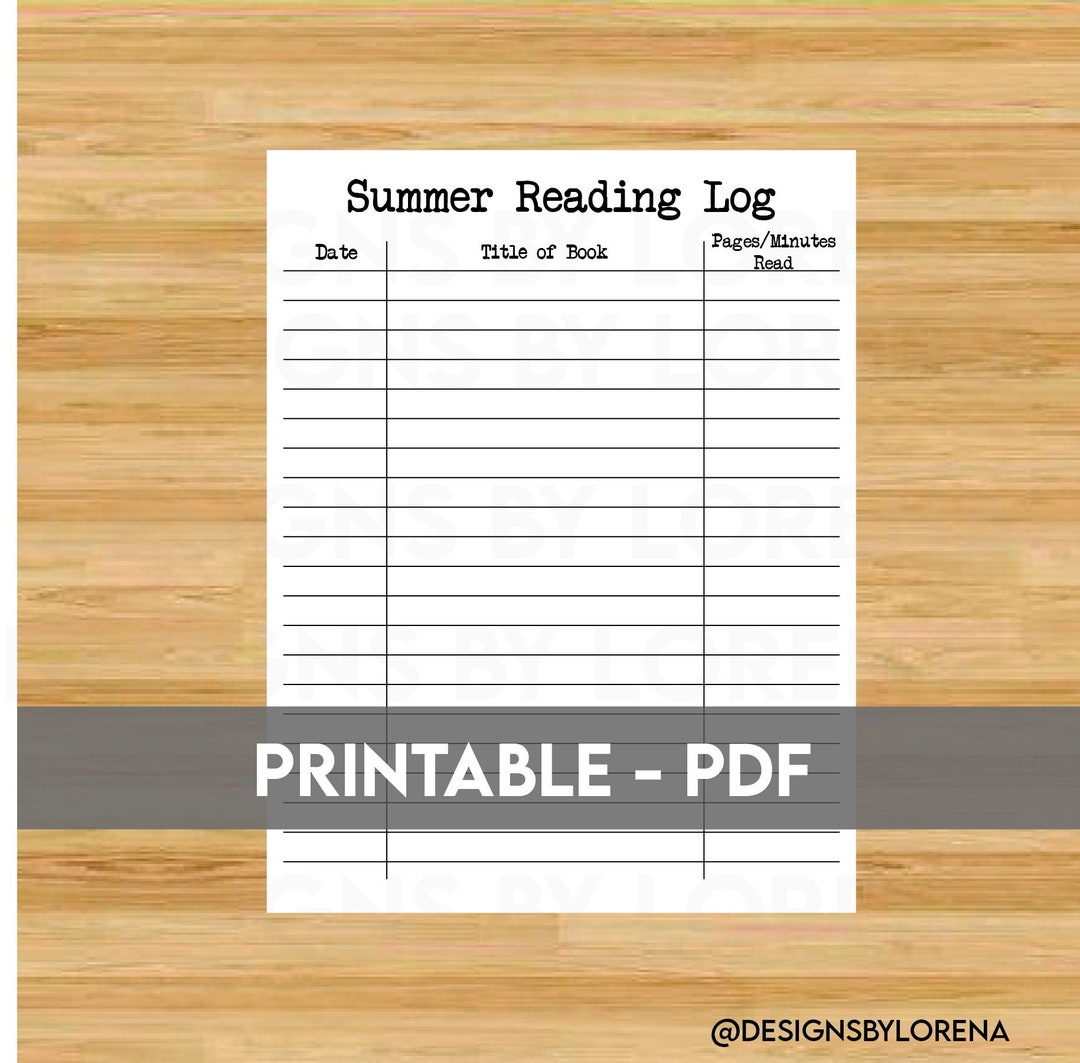 Basic Summer Reading Log Printable, Summer Things to Do, Fun Summer ...