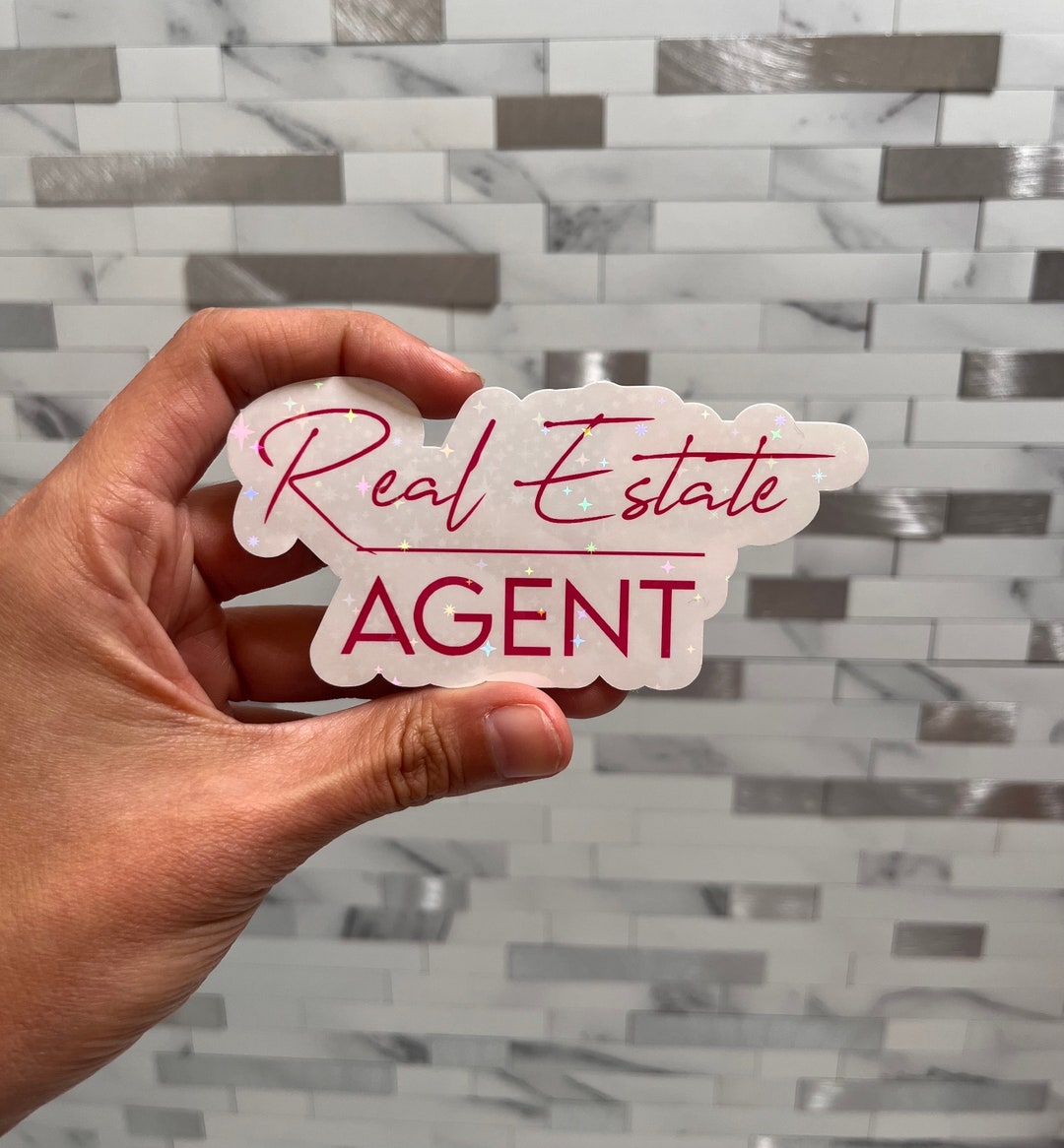 Holographic Pink Real Estate Agent Sticker Realtor Stickers - Etsy