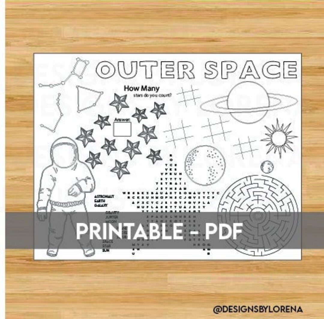 Activity Sheet for Space Party Printable, Activity for Space Party ...