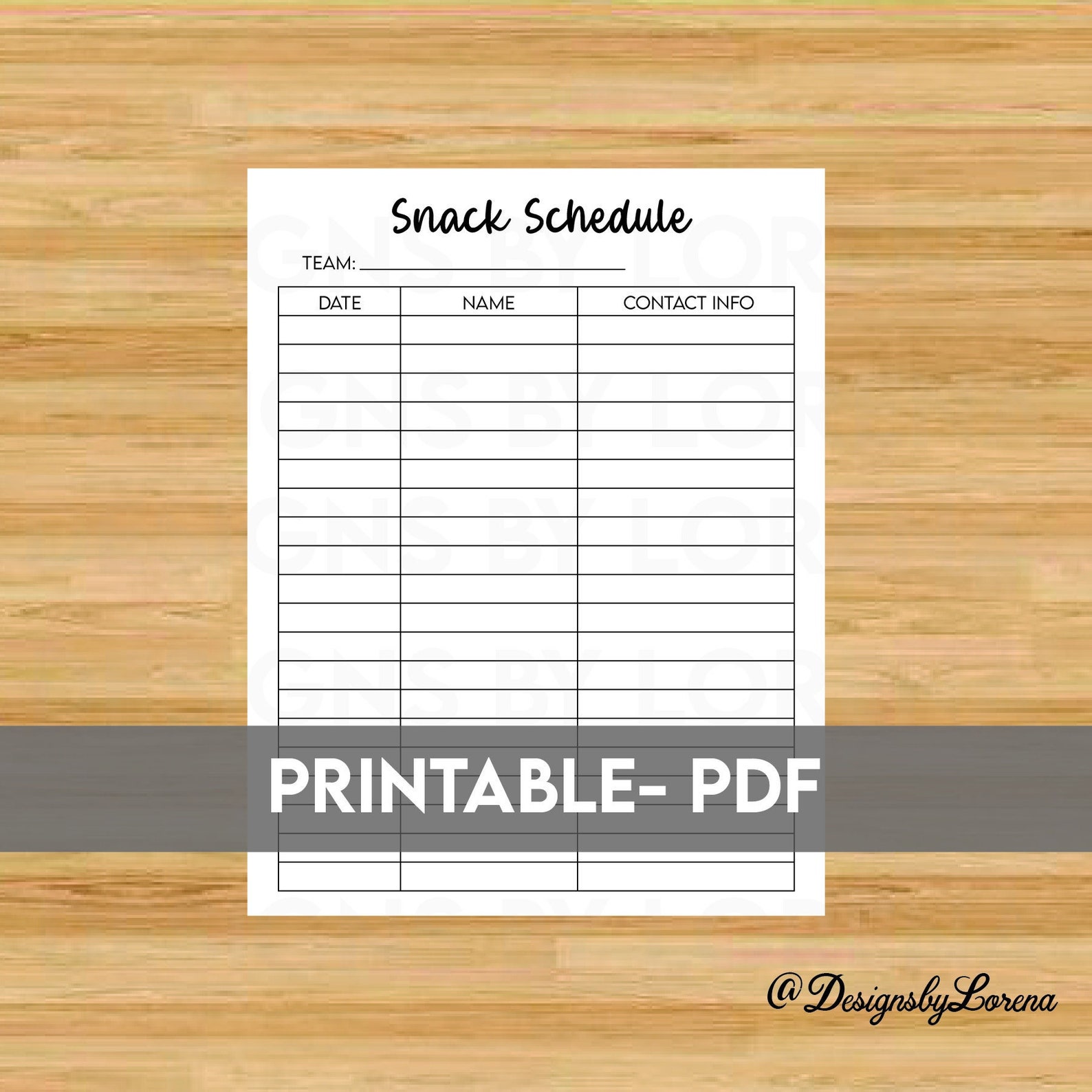 Printable Snack Schedule Sign-up Sheet (PDF) - Etsy