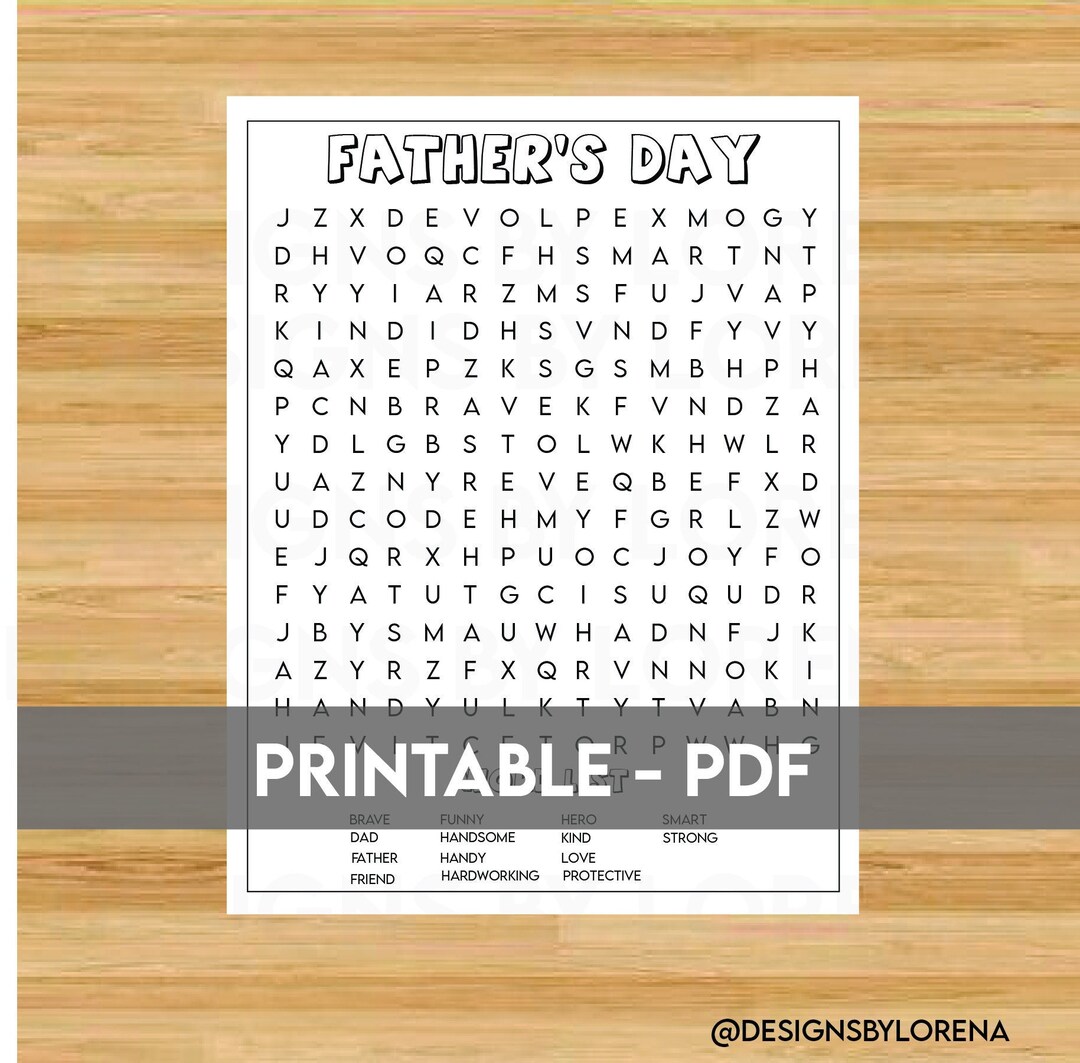 Word Search for Father's Day Printable, Activity for Father's Day ...