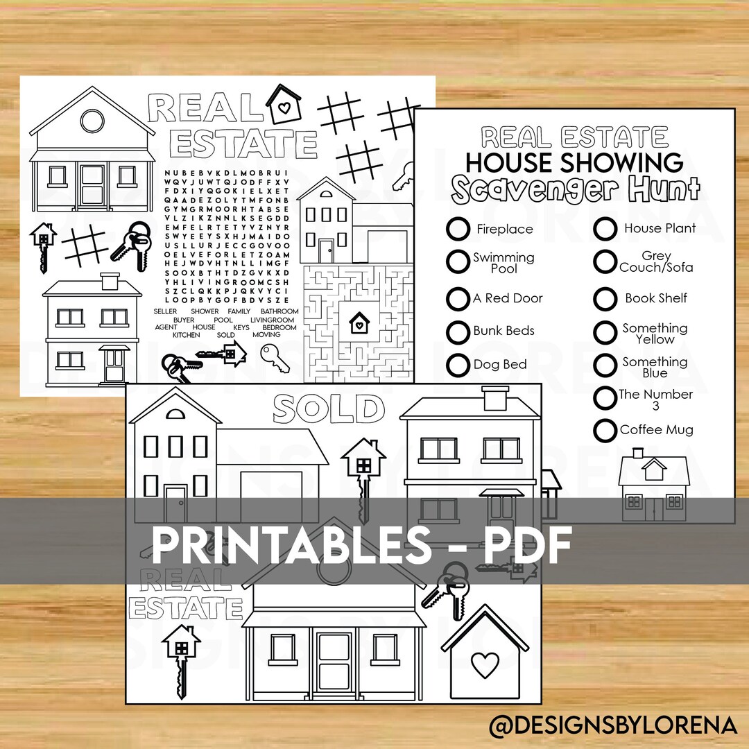 Real Estate Activity Sheets: Open House Coloring, Maze, Scavenger Hunt ...