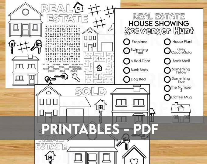 Printable 3 Activity Sheets for Real Estate Activity for Open - Etsy
