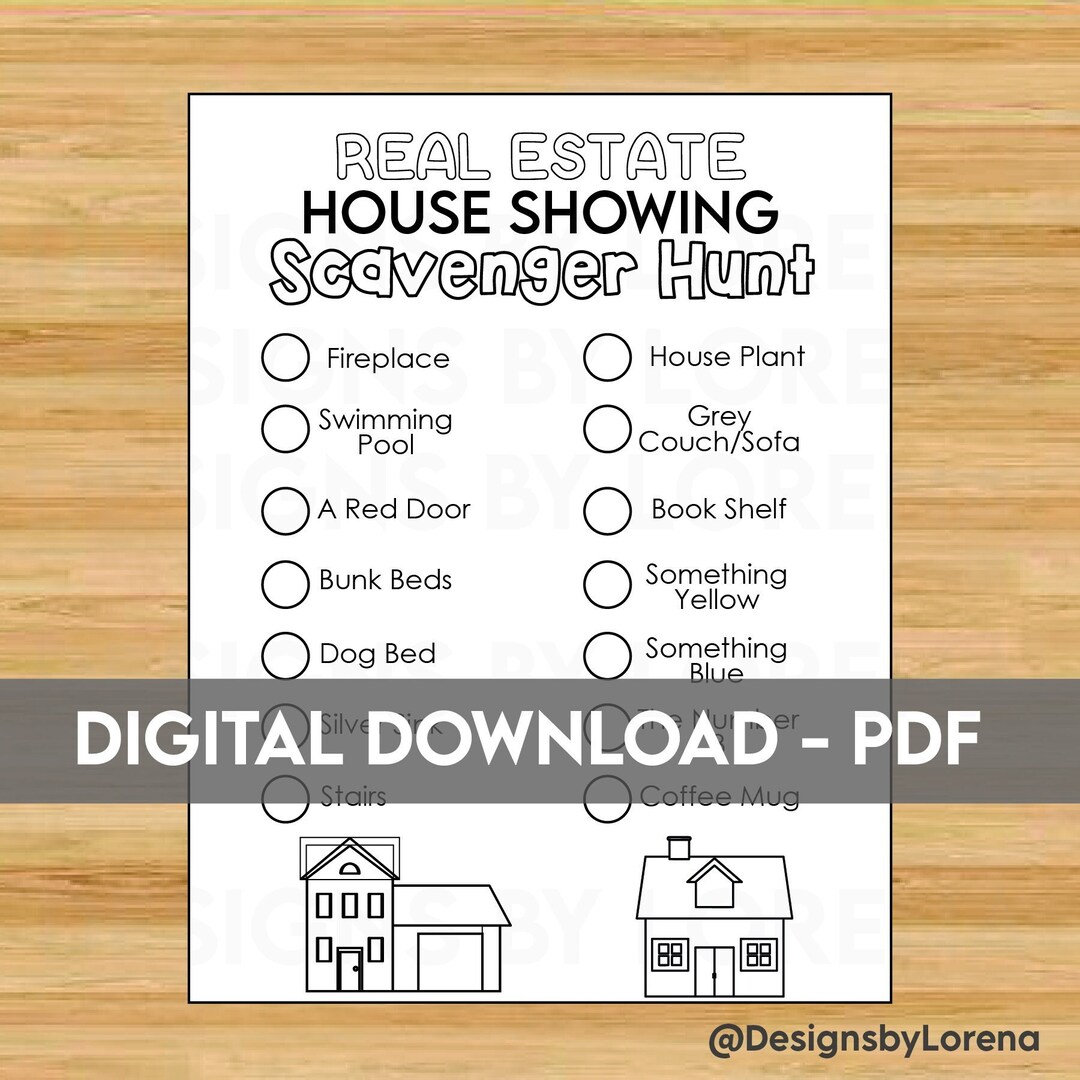 Real Estate Scavenger Hunt: House Showing Activity (PDF) - Etsy