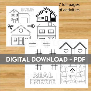 Real Estate Activity Sheets: Open House Realtor Kids Coloring (PDF) - Etsy