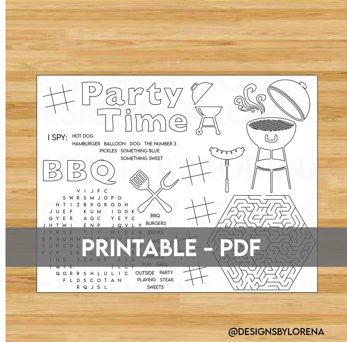 Activity Sheet for BBQ Party Printable Activity for Outdoor - Etsy