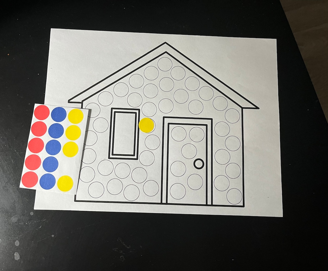 Dot Marker House Coloring Printable, Activity for Open House, for ...