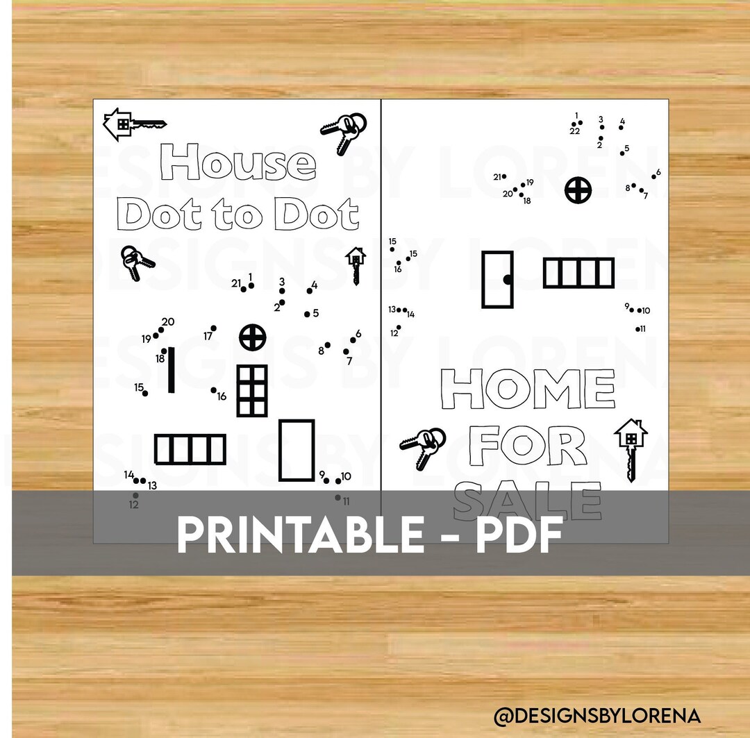 Realtor Kids Activity Sheet: House Dot-to-dot Printable (PDF) - Etsy