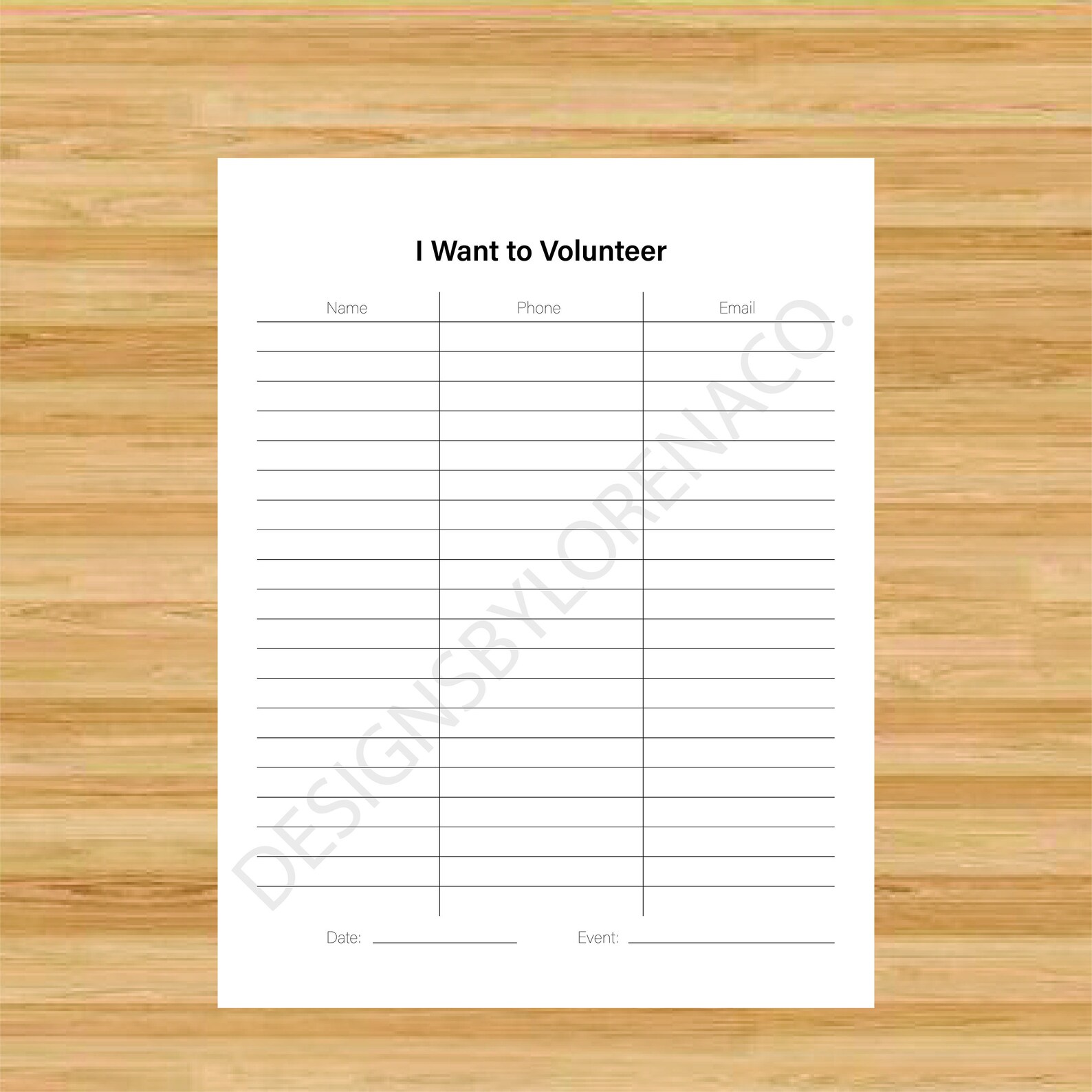 Volunteer Sign up Sheet I Want to Volunteer Sign up Sheet - Etsy