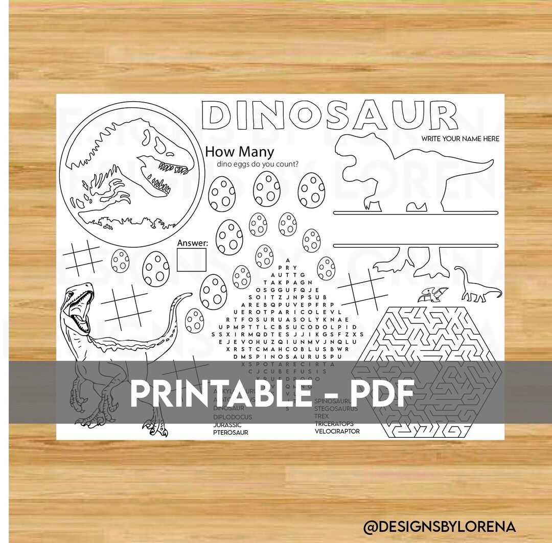 Dinosaur Party Activity Sheet: Printable Games (PDF) - Etsy