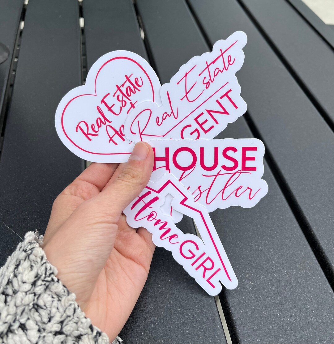 4 Pack Pink Real Estate Stickers, Realtor Stickers, Home Girl, Real ...