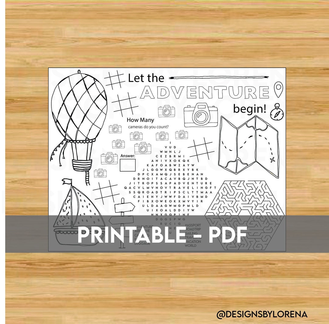 Travel Activity Sheet: Kids Adventure Party Printable (PDF) - Etsy