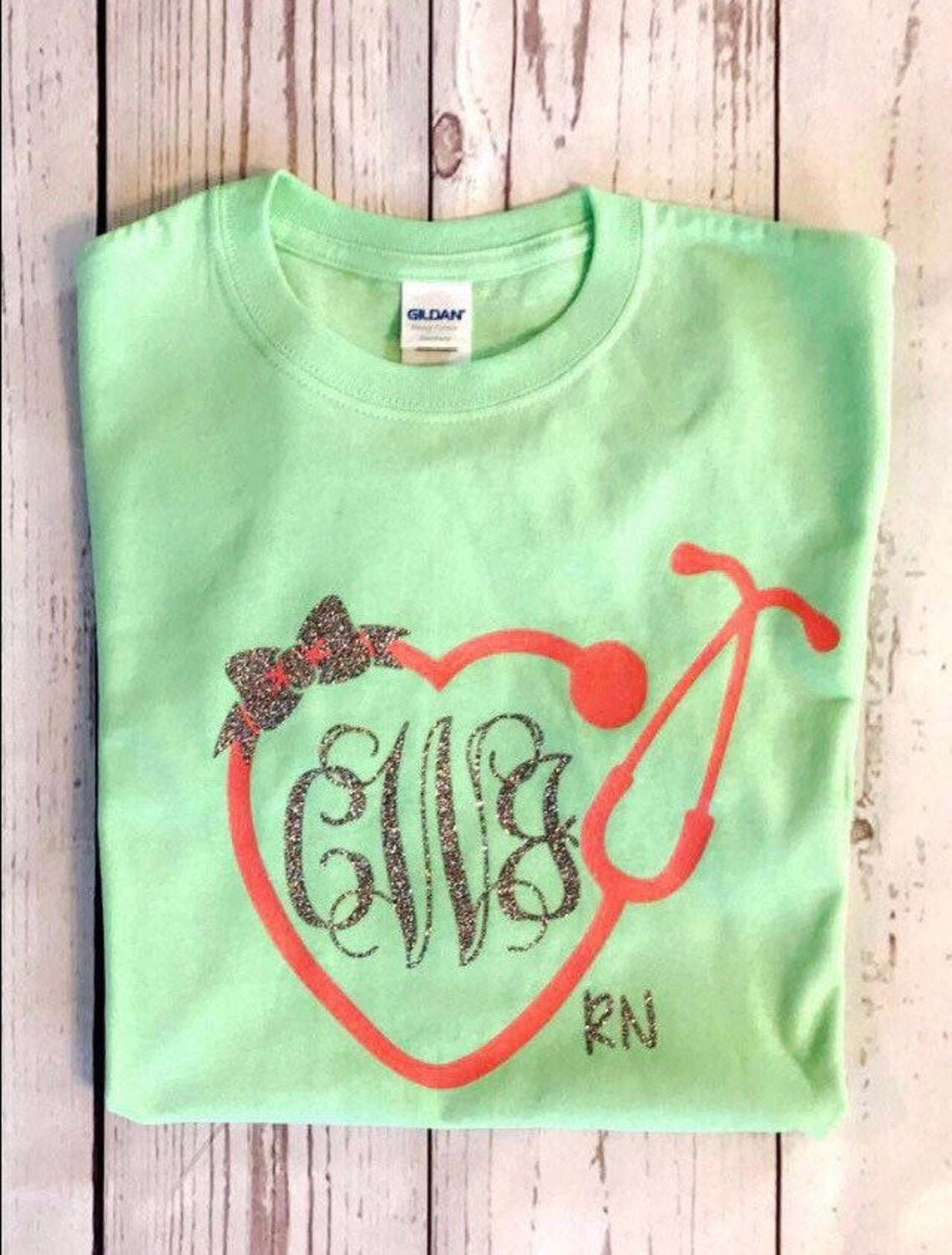 Monogram Stethoscope Shirt rn Cna Lpn Doctor Nurse | Etsy