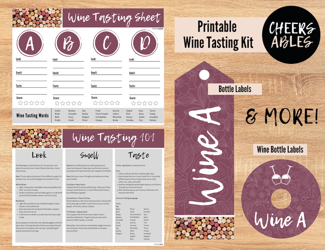 Wine Tasting Party Kit Printable - Download Includes: Instructions ...