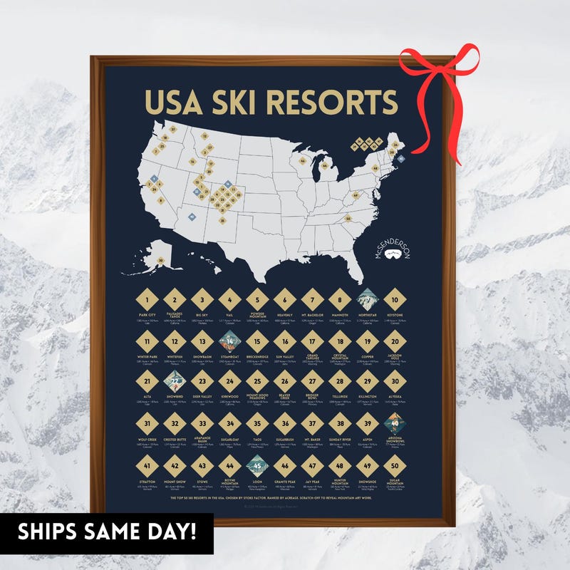 Snowboarding Resort Map - Etsy