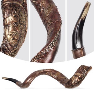 Shofar Kudu Horn With Leather Coating of the "lion of Judah" Decoration ...