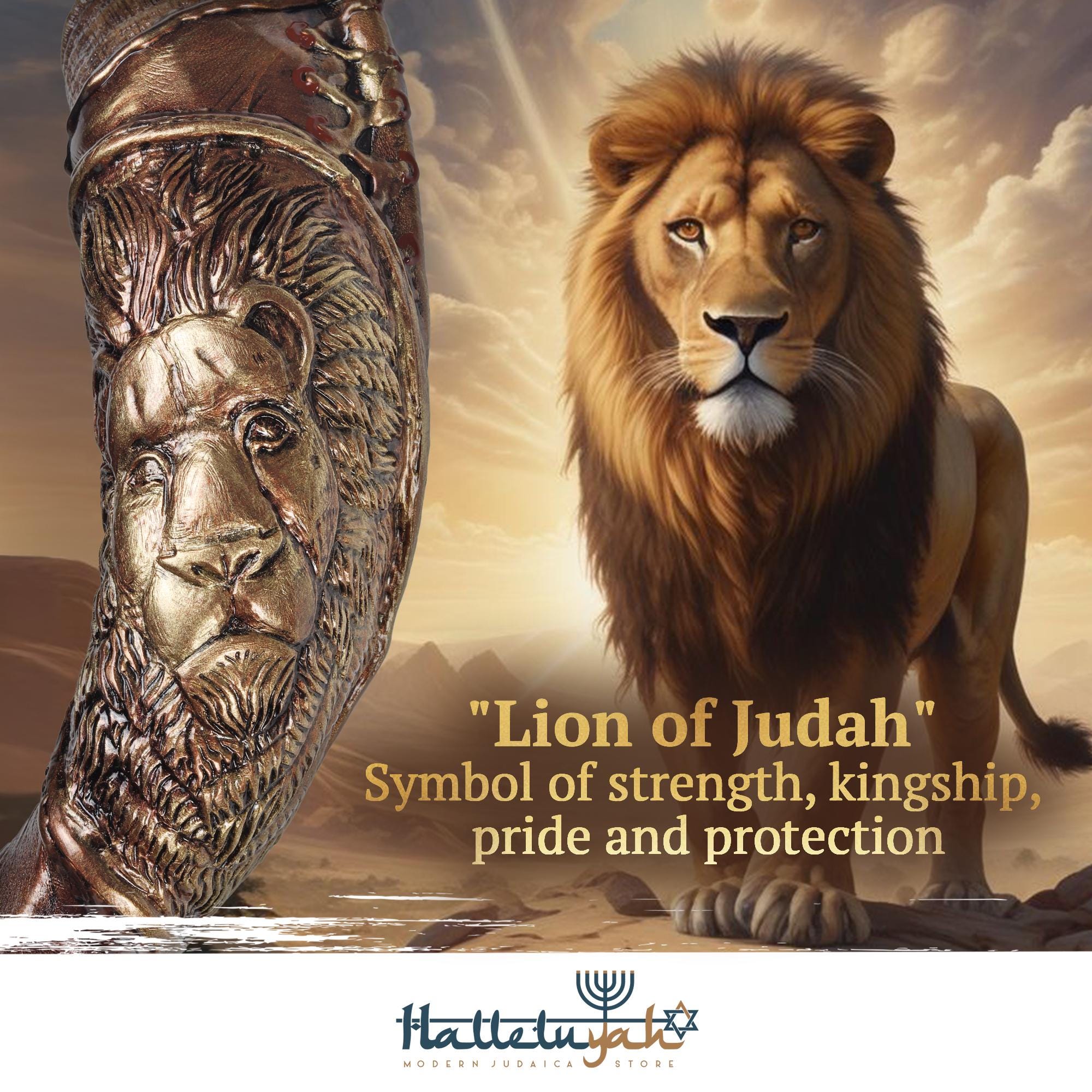 Shofar Kudu Horn With Leather Coating of the "lion of Judah" Decoration ...
