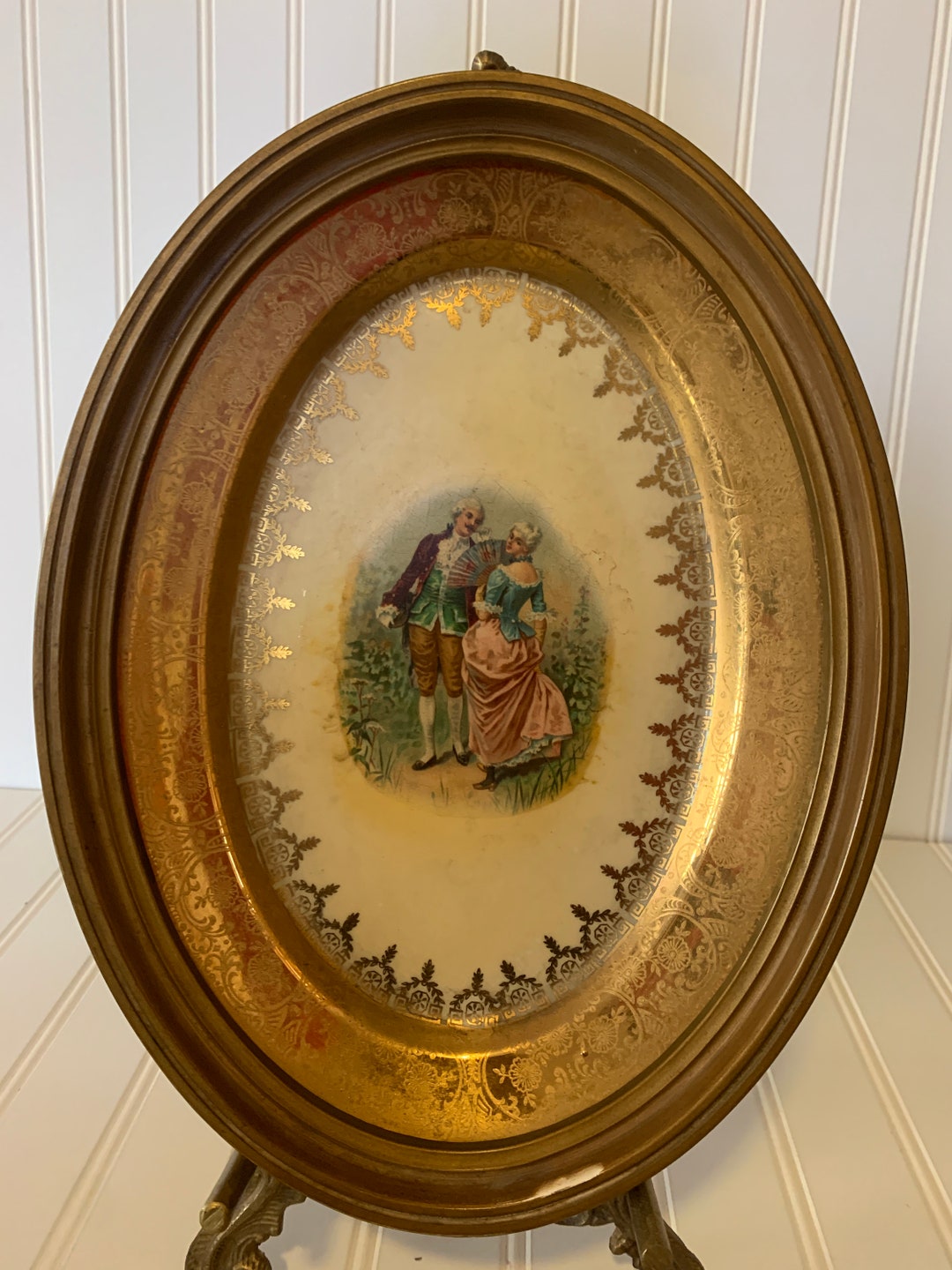 Antique Victorian Wall Decor, 22k Gold Hand Painted Art, Colonial ...