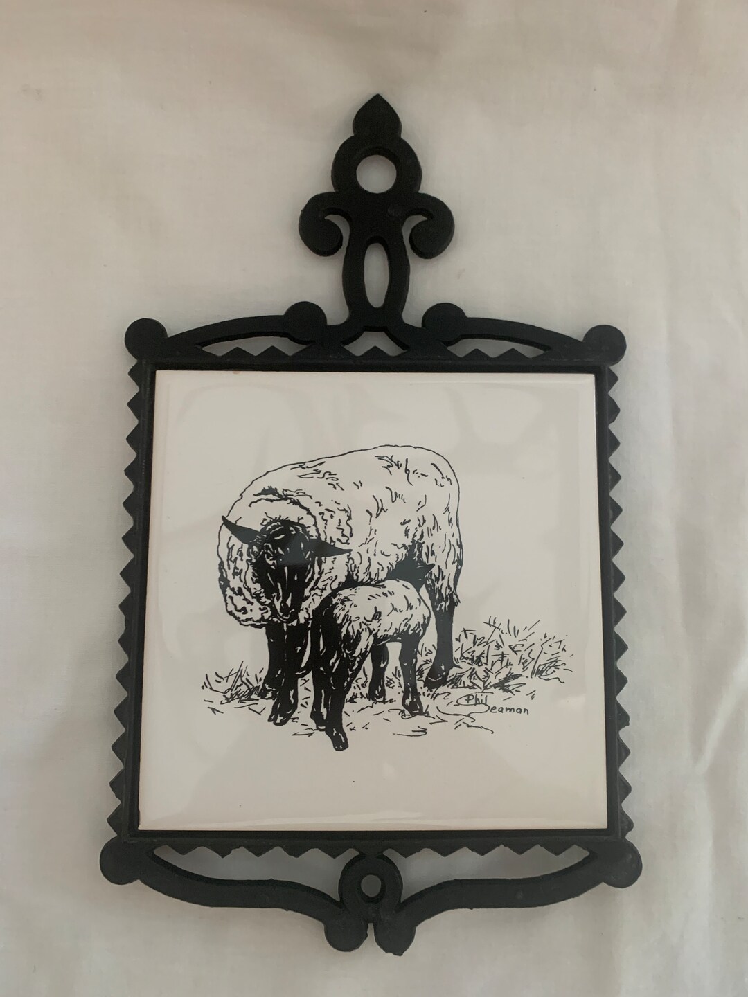 Vintage Cast Iron Tile Trivet-h & R Johnson Made in England Ceramic ...