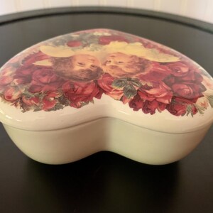 Teleflora Heart Shaped Ceramic Roses Cherubs Angels Trinket Jewelry ...