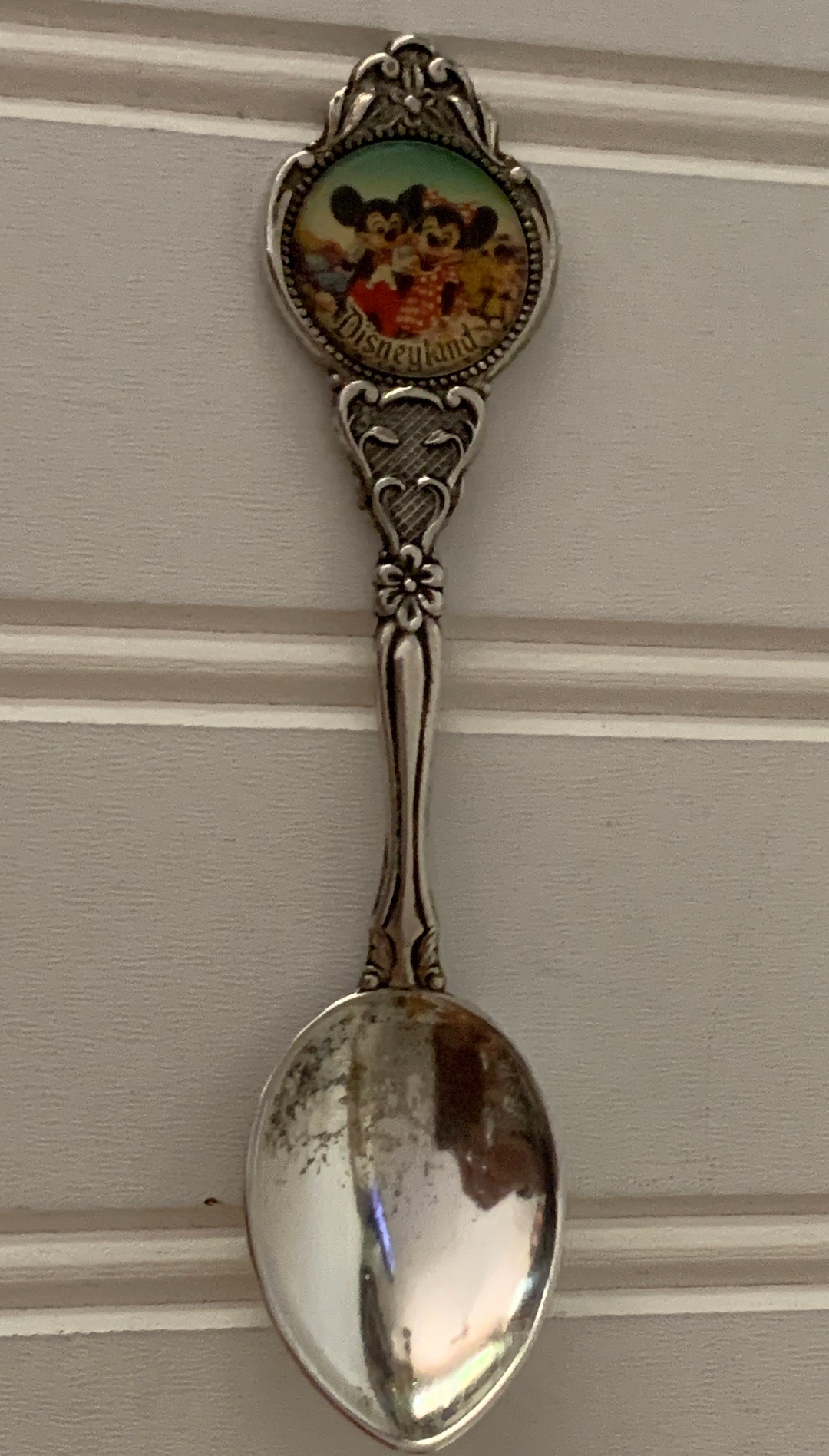 Disney Mickey & Minnie Mouse Silverplated Collector Spoon Souvenir 4 3/ ...