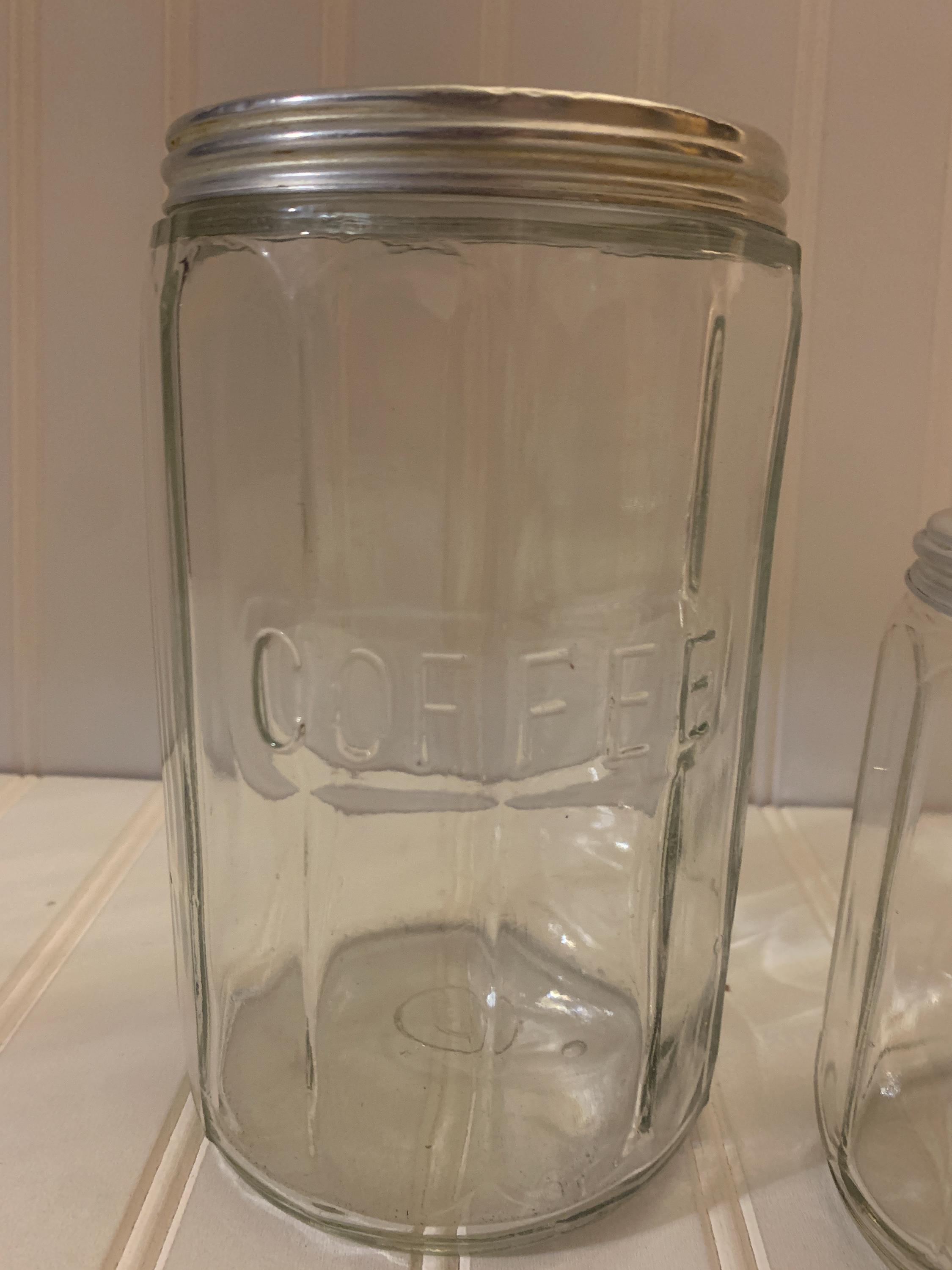 Vintage Hoosier Glass Coffee, Tea, Spice Jars, Embossed Canister Set - Etsy
