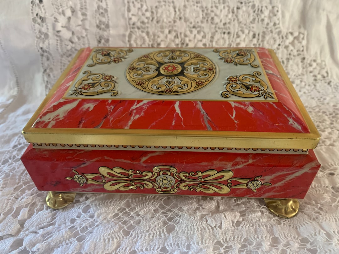 Vintage Fricke & Nacke Tin From Western Germany. Red Marble - Etsy