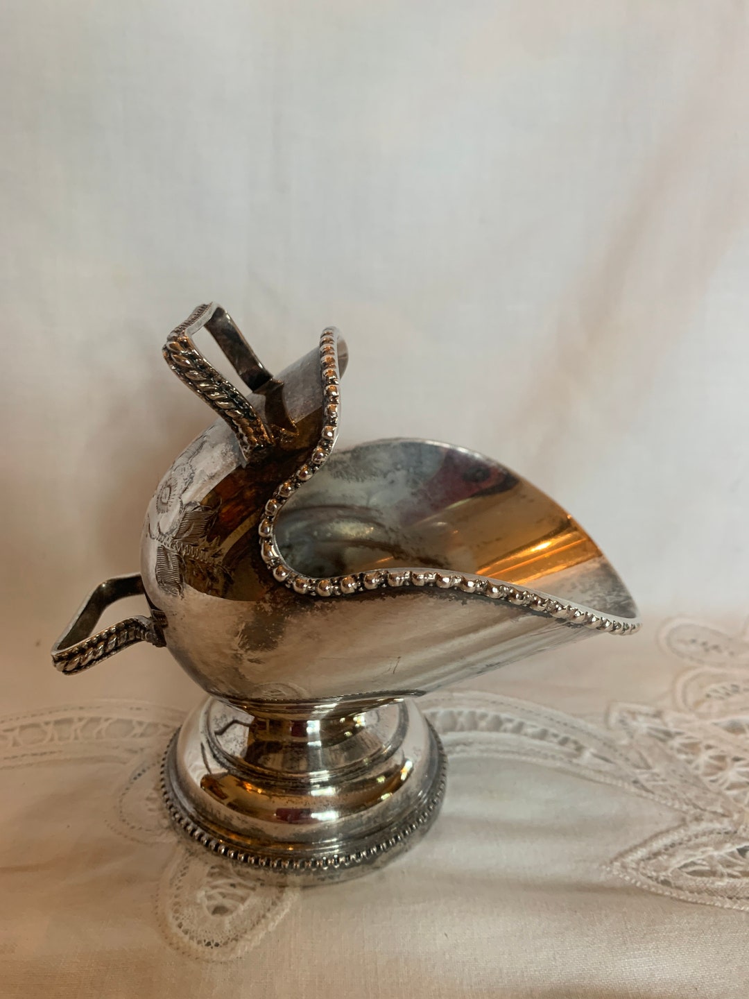 Silver Plate Sugar Scuttle ~ Fancy Candy Mint Nut Dish Server ~ Sugar ...