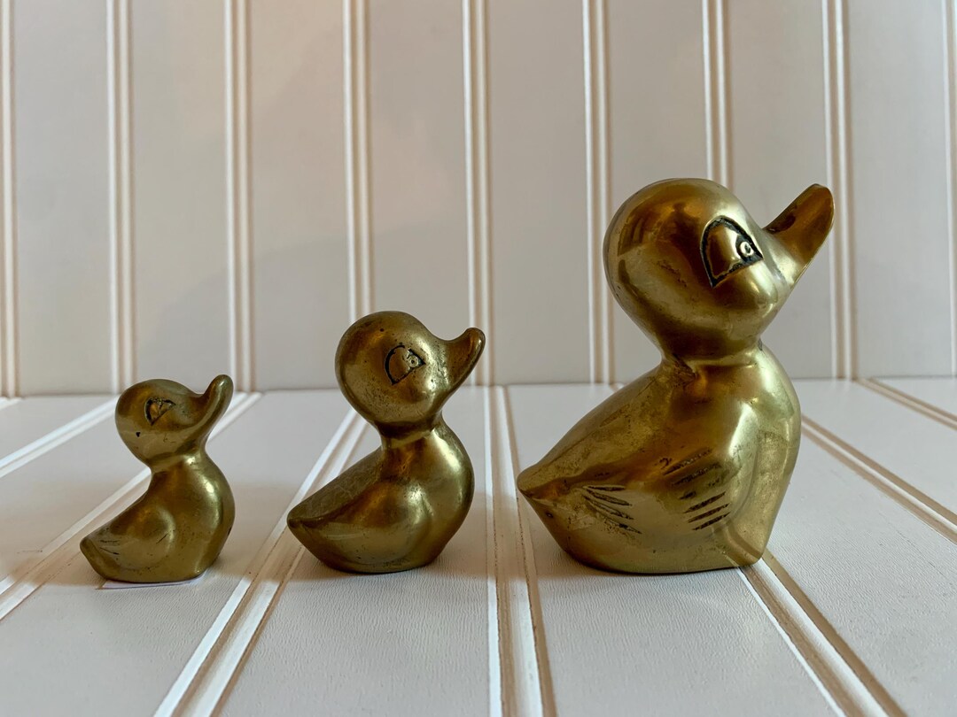 Vintage Brass Duck Figurines, Set of 3 Graduating Ducklings, Duckies ...