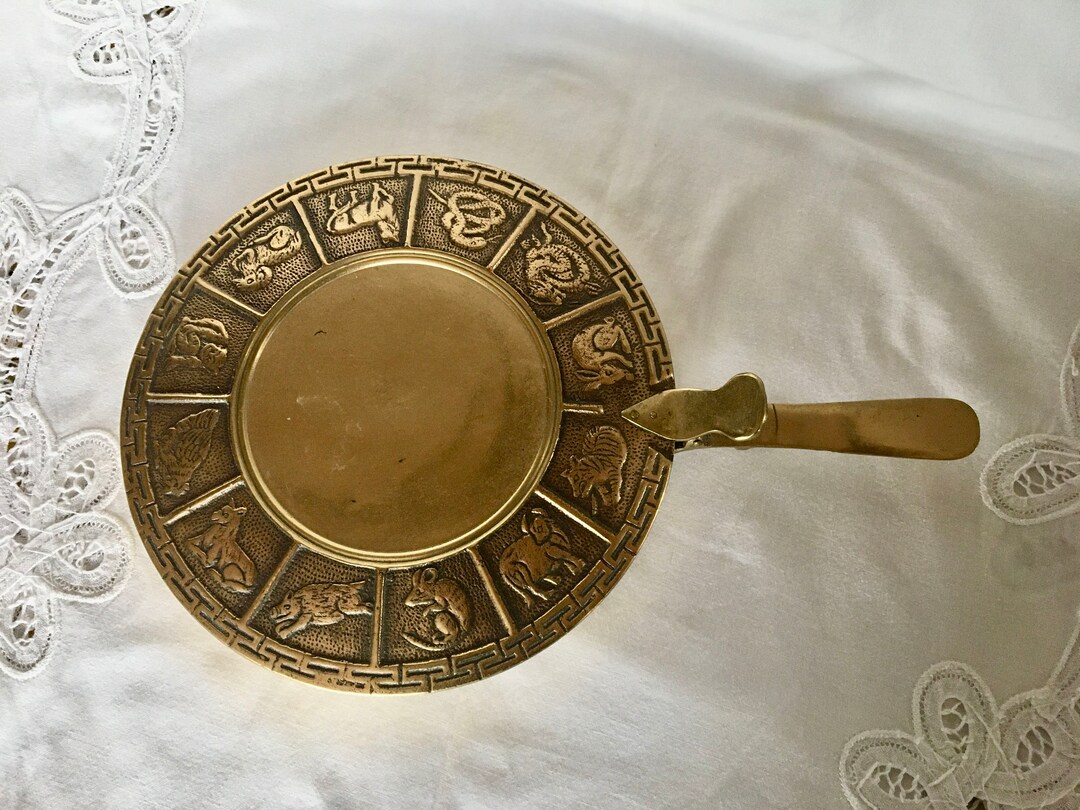 Vintage Solid Brass Silent Butler: Chinese Zodiac & Greek Key Design - Etsy
