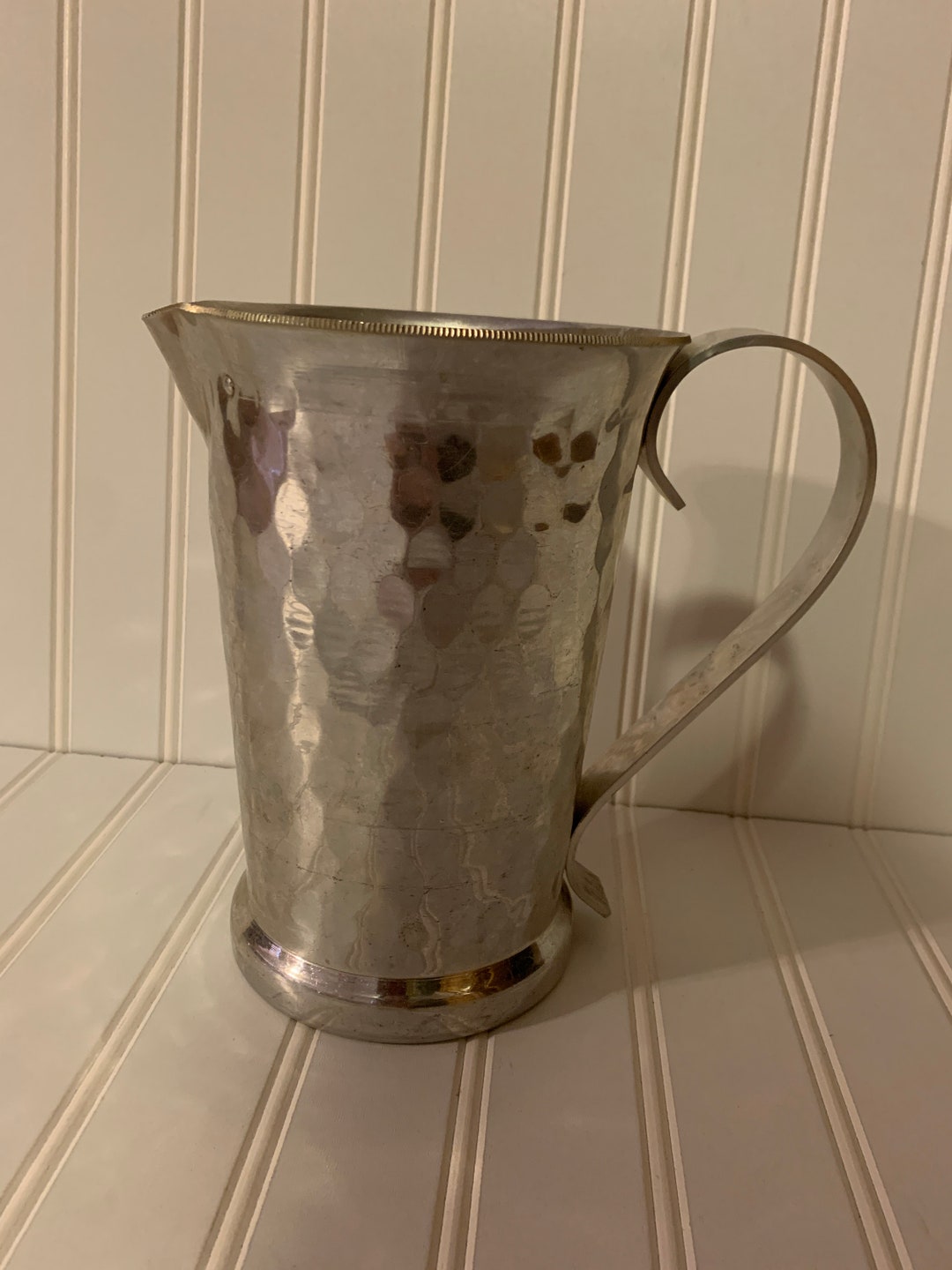 Vintage Hammered Aluminum Pitcher With Ice Shield - Etsy
