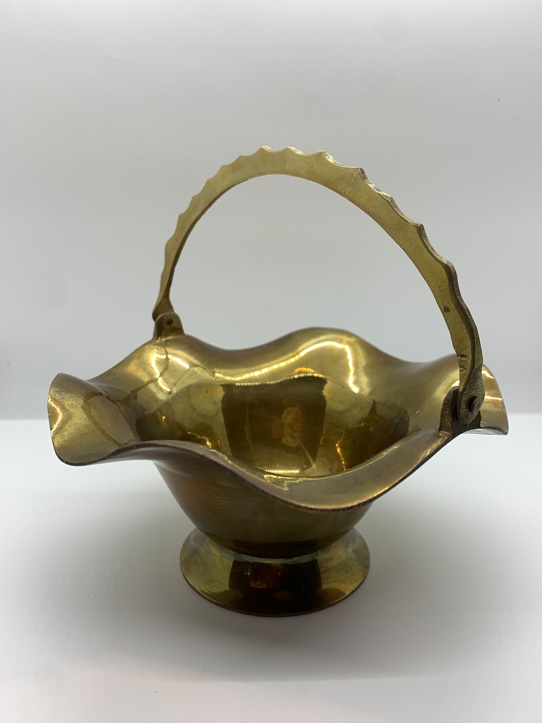 Vintage Small Brass Basket, Midcentury Basket Bowl, Brass Handled ...