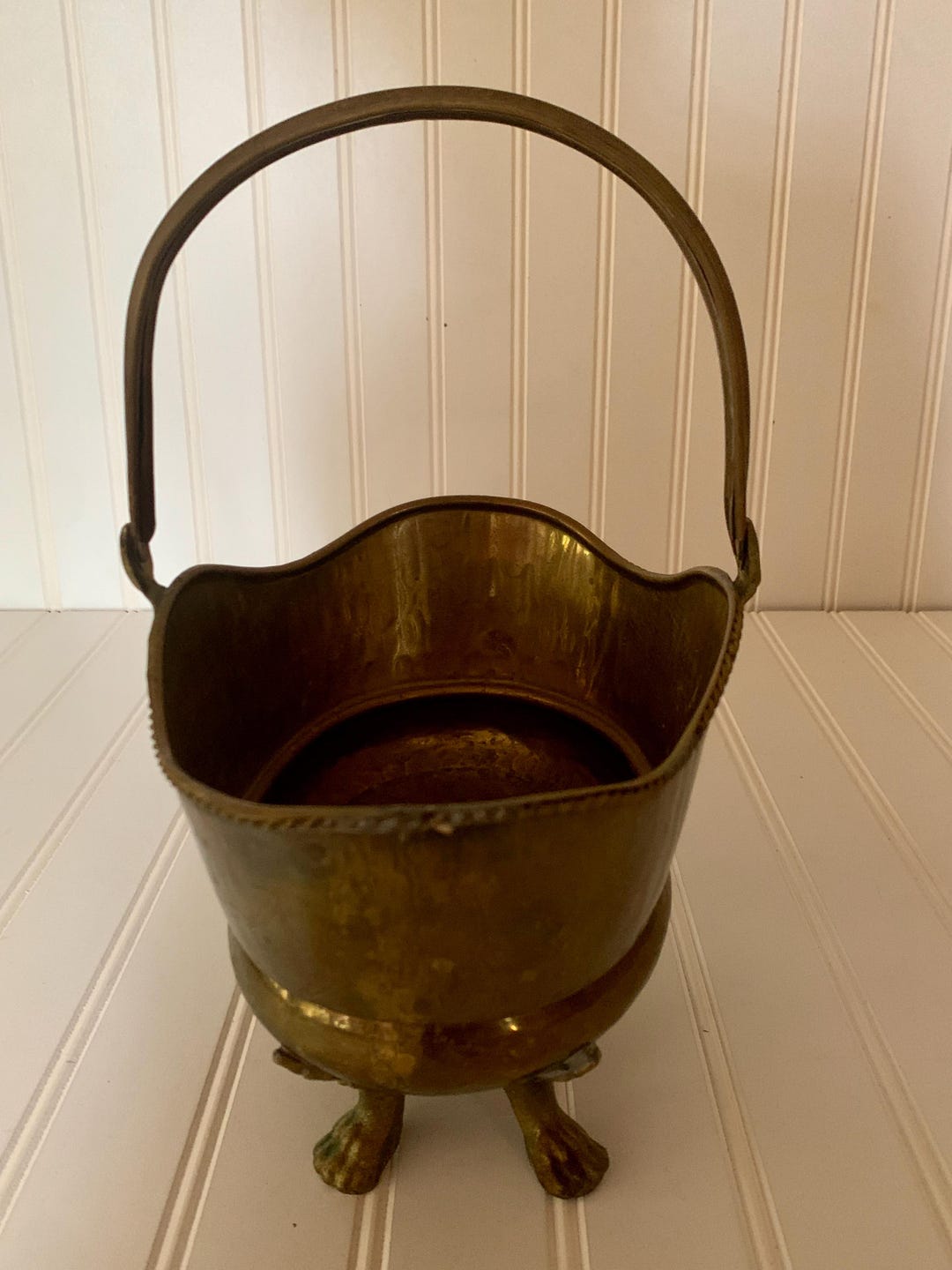 Ornate Solid Brass Basket With Handle Ornate Legs, Vintage Brass Decor ...