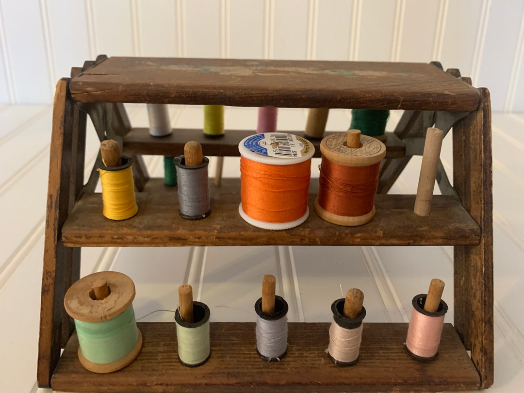 Antique Sewing Spool Holder Portable Folding Rose Decal Spool Holder - Etsy