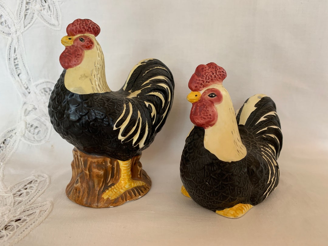 Vintage Sakura Warren Kimble China Rooster Salt Pepper Etsy