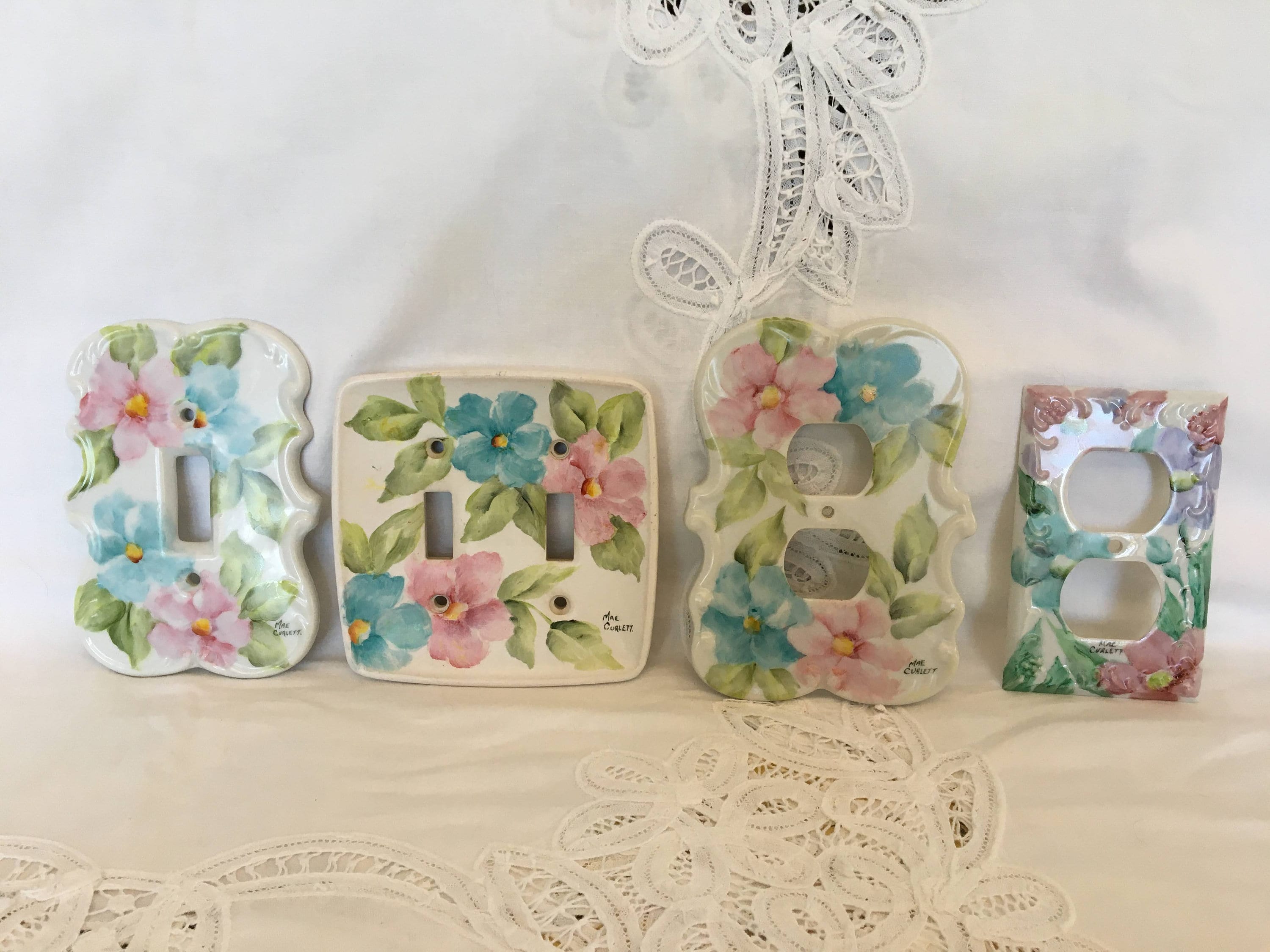 Vintage Set of 4 Hand Painted Porcelain Outlet - Etsy