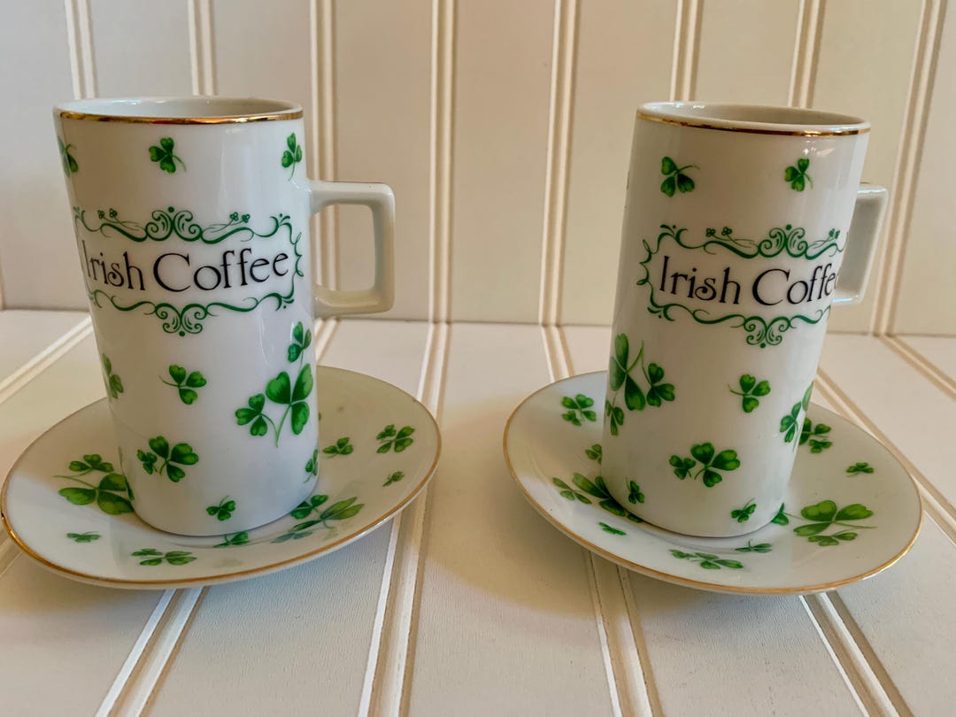 Vintage Pair of Lefton Irish Coffee Sets With Shamrock Clover Design ...