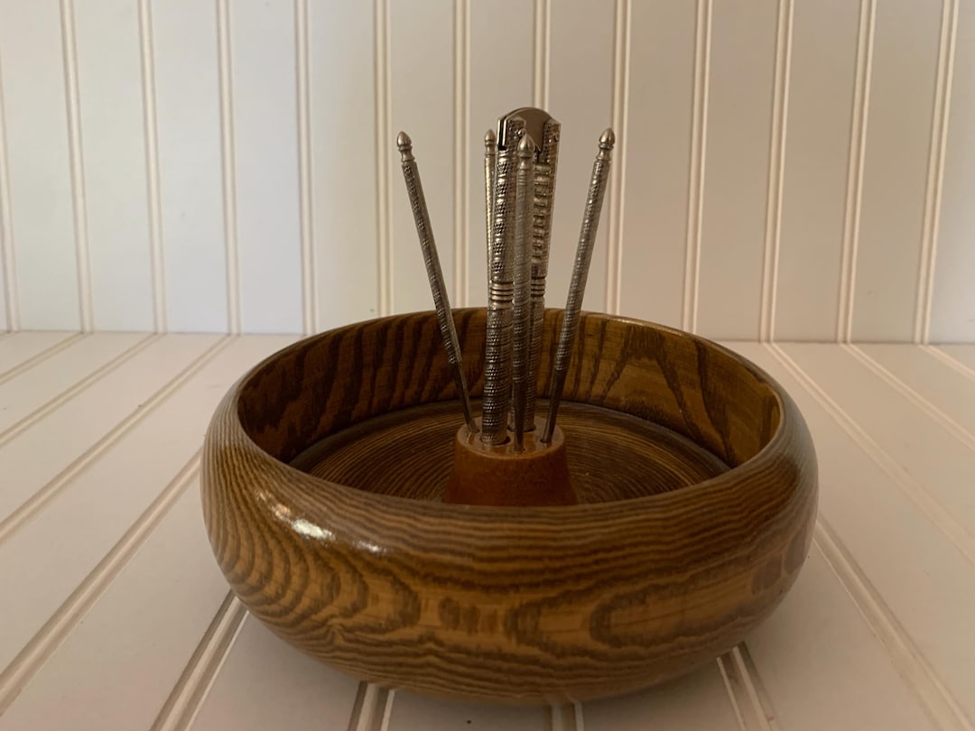 Vintage Turned Wooden Nut Bowl With Cracker and Picks-mid Century ...