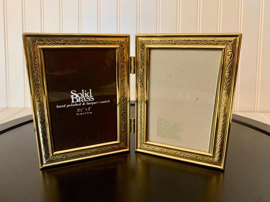 Mid Century Double Hinged Gold Brass Photo Bi-fold Frame-baby Picture ...