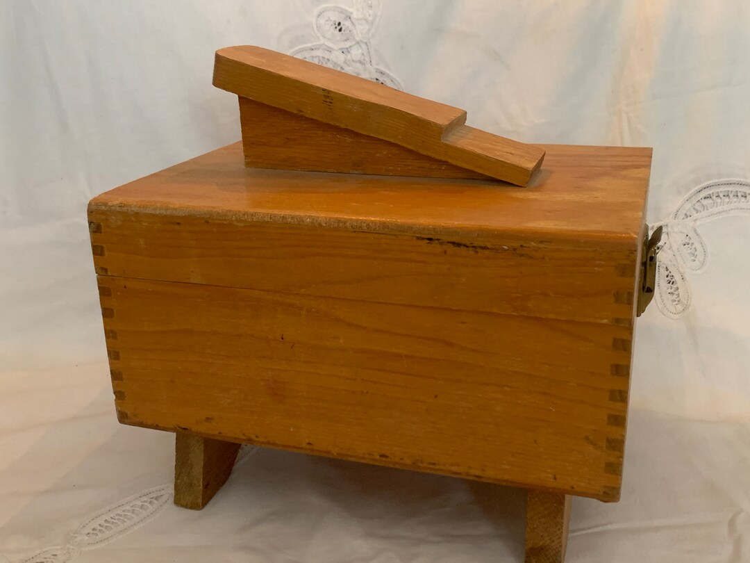 Vintage Wood Shoeshine Box Shoe Polish Storage Box Mid Century Modern ...
